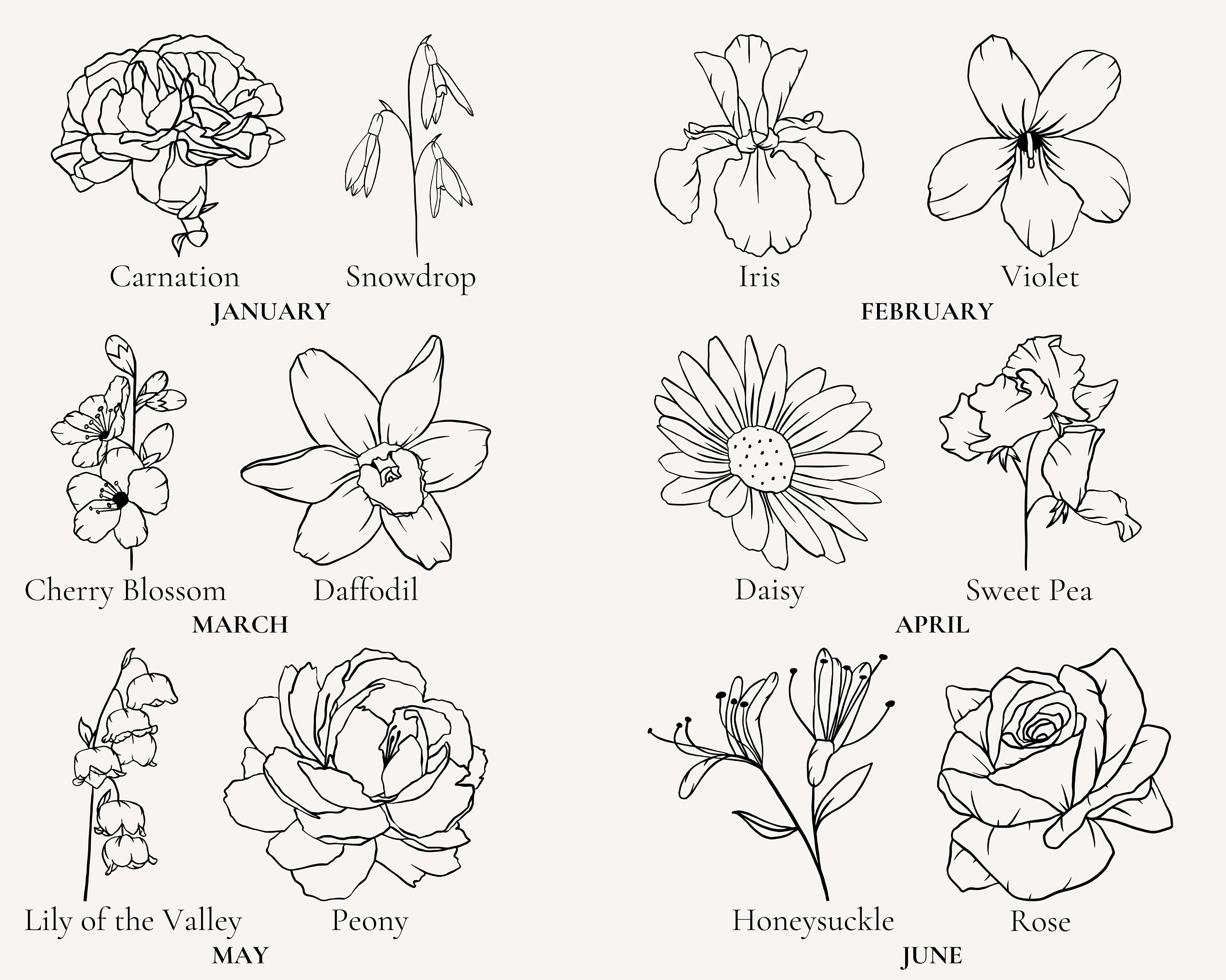 Custom Birth Month Flower Tattoo Design Unique Birthday Gift Tattoo ...