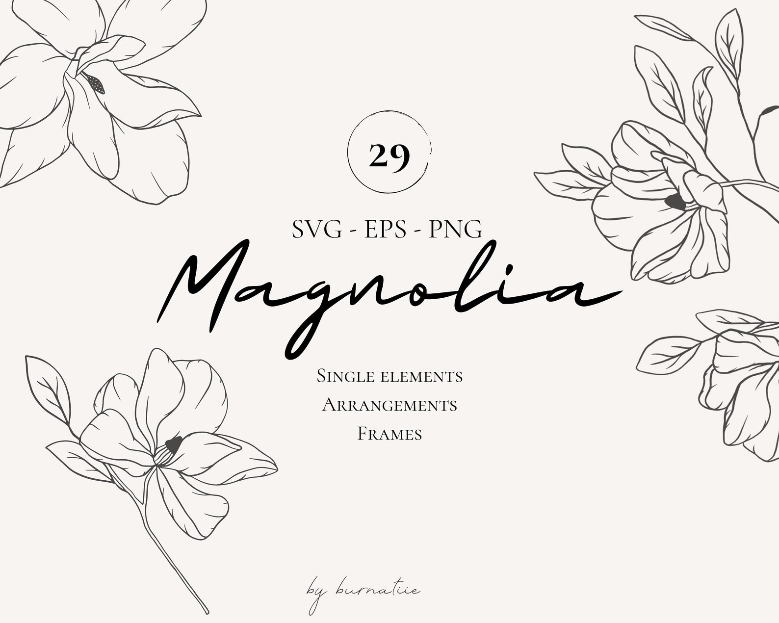 Hand-drawn Magnolia Svg File Magnolia Botanical Vector Art Scalable ...