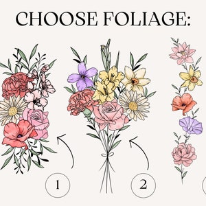 Family Flower Bouquet Custom Color Birth Flower Bouquet Tattoo Design ...