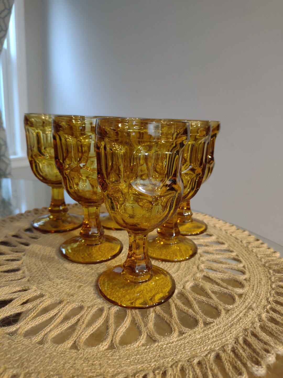 Libby Honey Amber Ashburton Set of 6 Water Goblets - Etsy