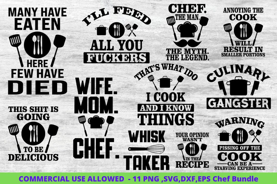 Chef Cook SVG 11 Bundle, Work Chef, Beautiful Baker, Catering, Food ...