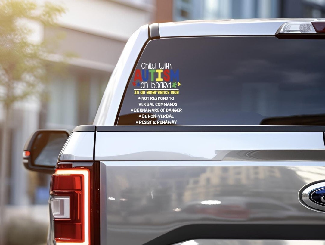 Customizable Autism Awareness Car Decal: Safety Alert Sticker - Etsy