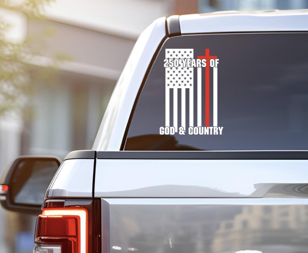 American Flag With Cross Decal, Patriotic, Christianity, Religious ...
