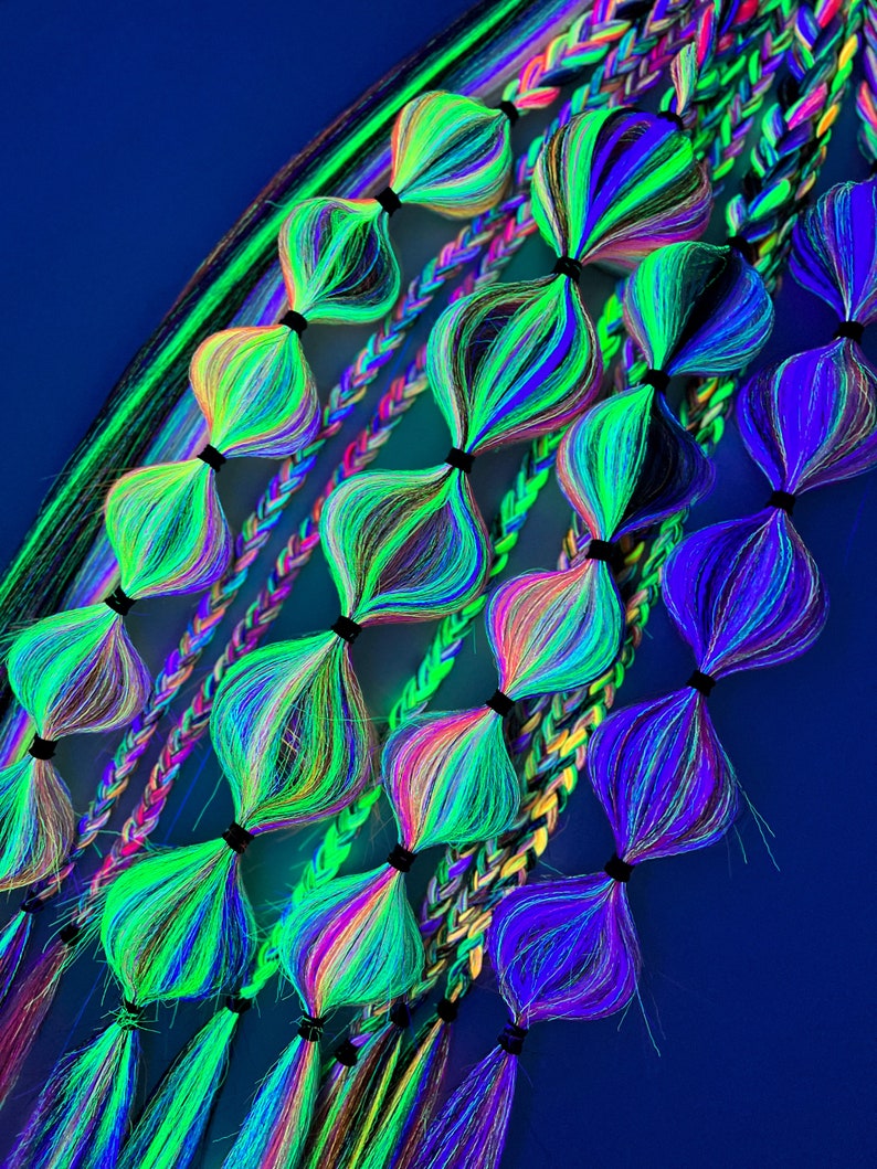 Rainbow UV Reactive Rave Extension Pony - Etsy