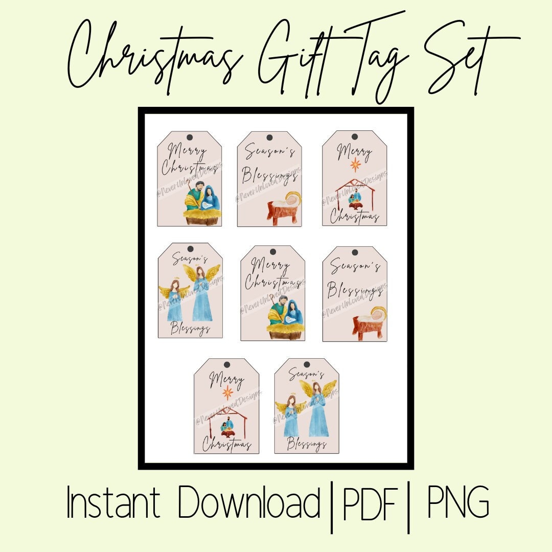 Christmas Gift Tag Printable, Nativity Themed Gift Tags, Christian ...