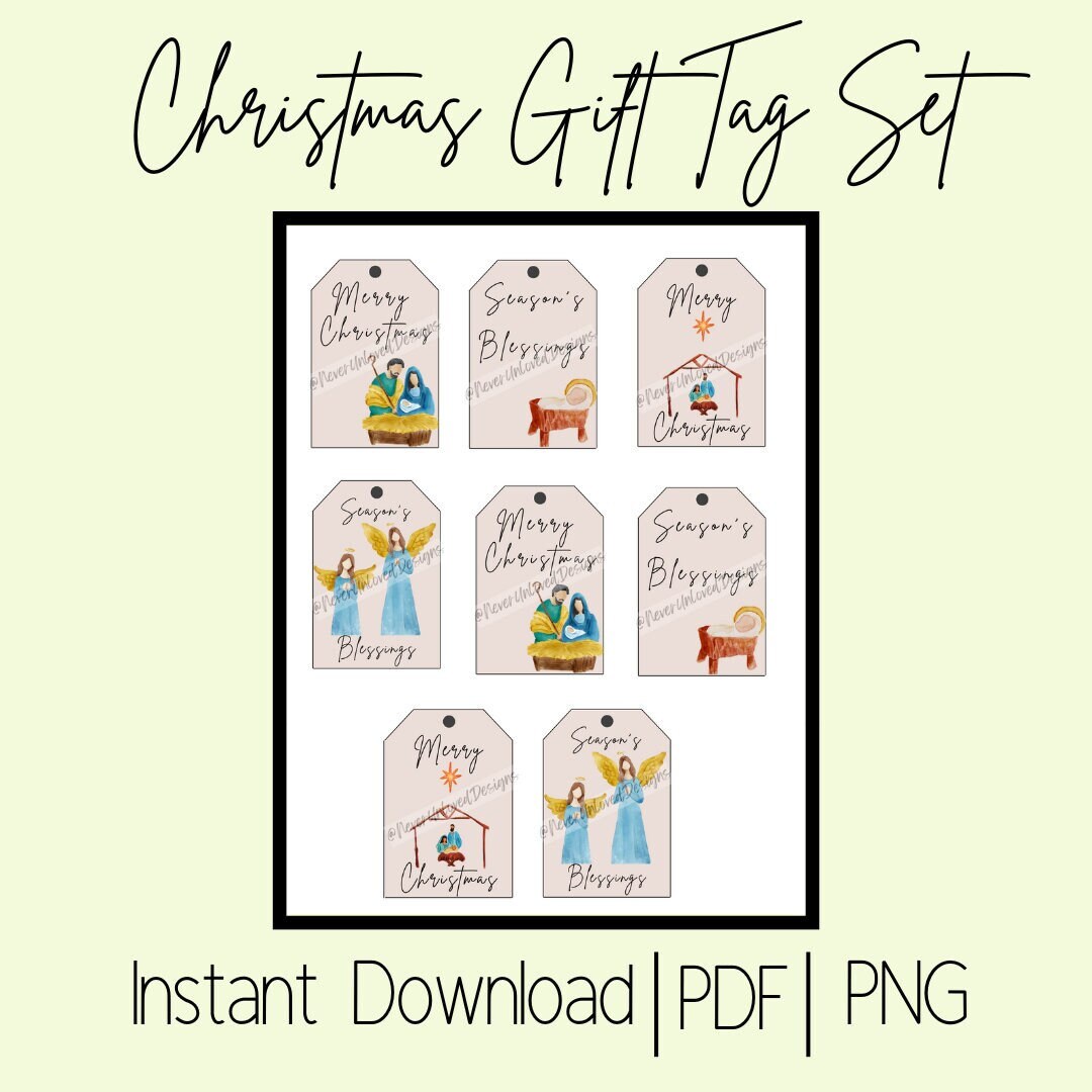 Christmas Gift Tag Printable, Nativity Themed Gift Tags, Christian ...