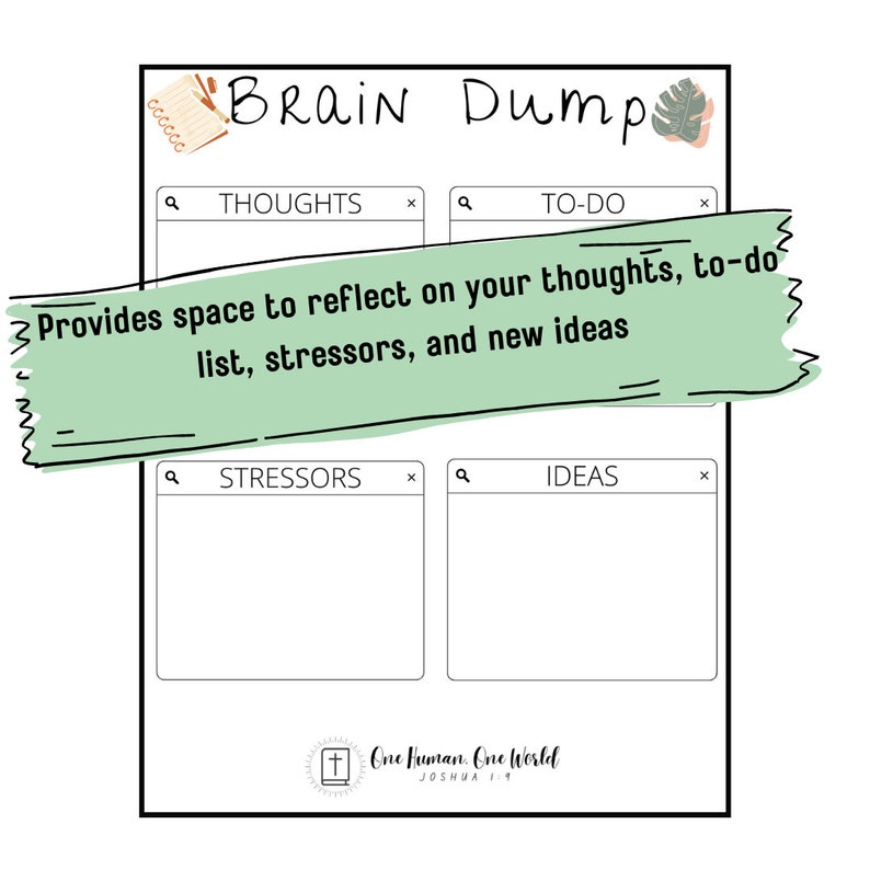 Brain Dump, to Do List, Ideas List, Journaling Printable for Mental ...