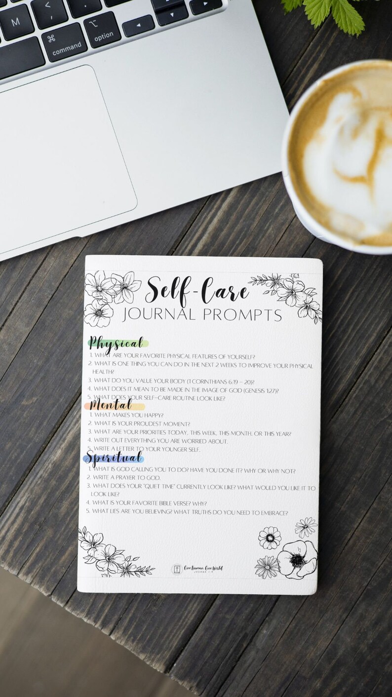 Christian Mental Health Journal Prompts Printable, Self Care Journaling ...