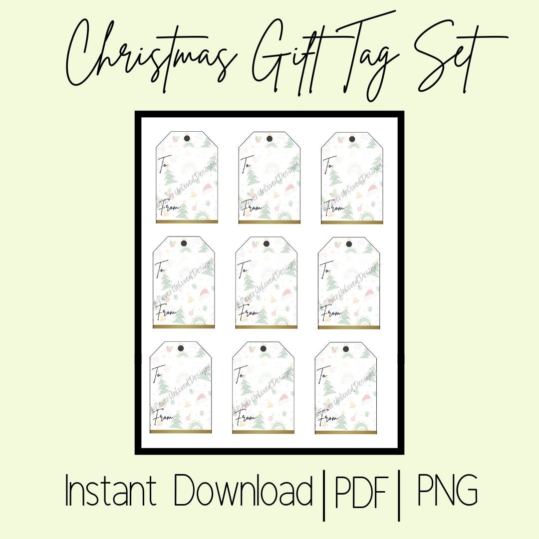 Christmas Gift Tag Printable, Holiday Gift Tag, Winter Birthday Gift ...