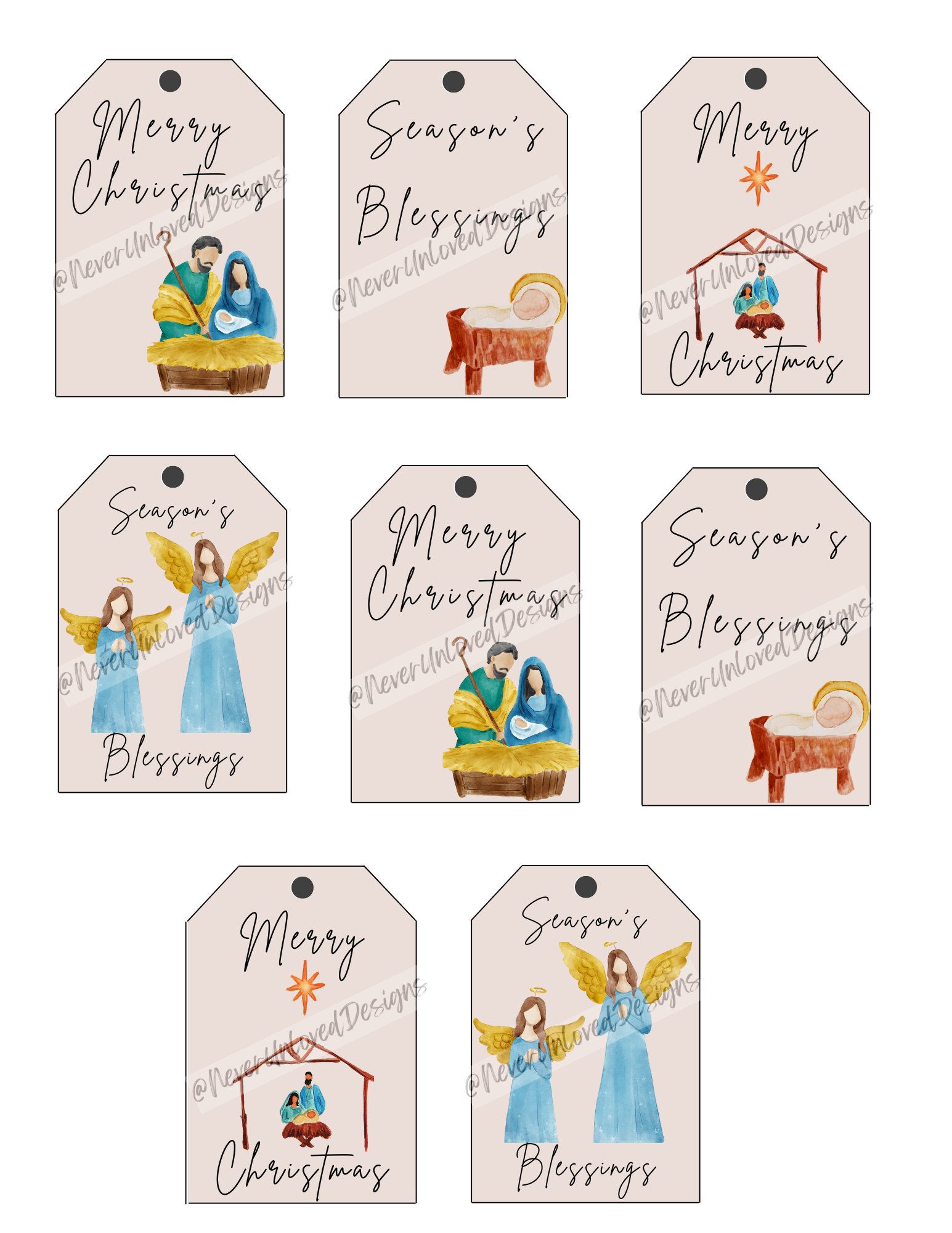 Christmas Gift Tag Printable, Nativity Themed Gift Tags, Christian ...
