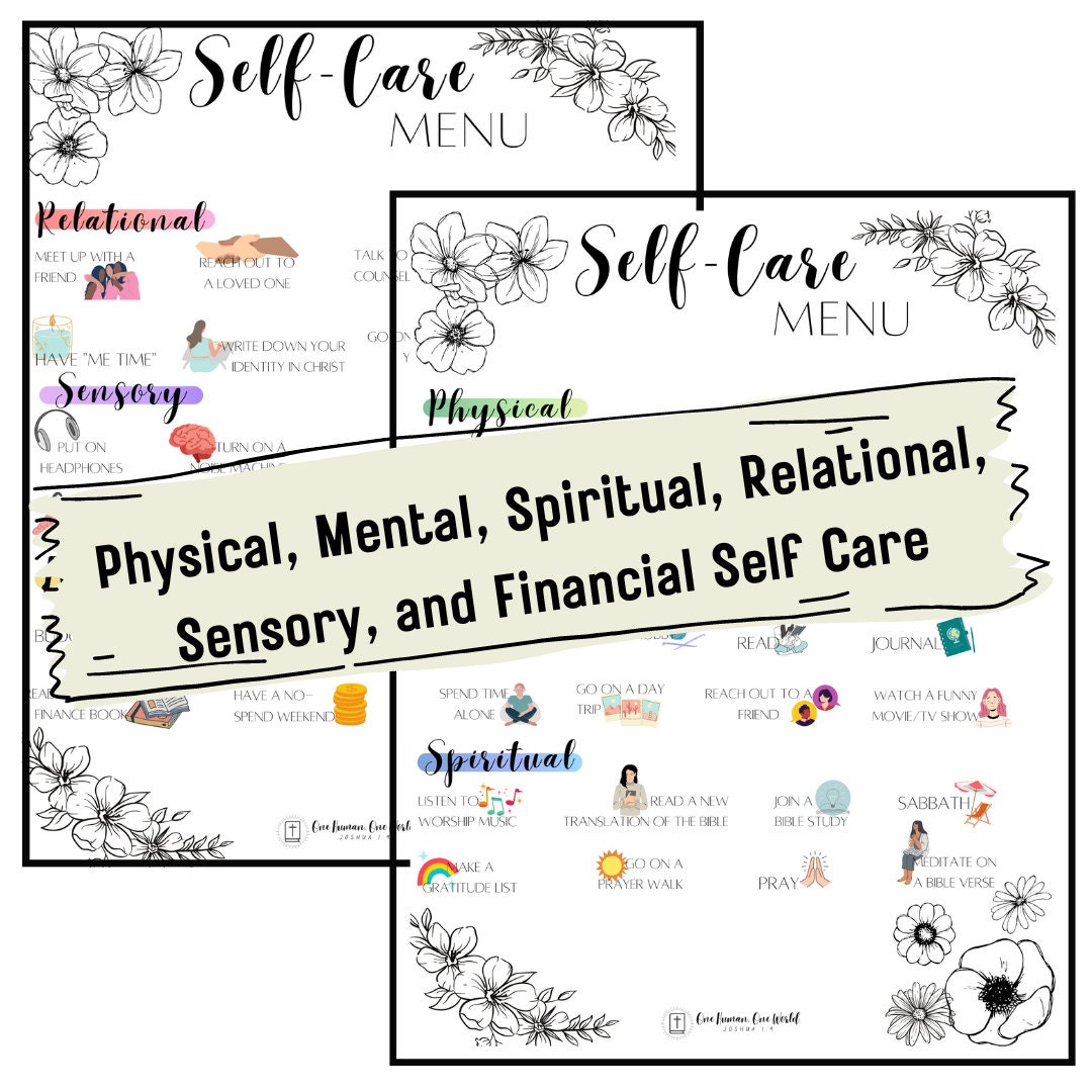 Christian Self Care Plan Journal Printable, Self Care Menu ...