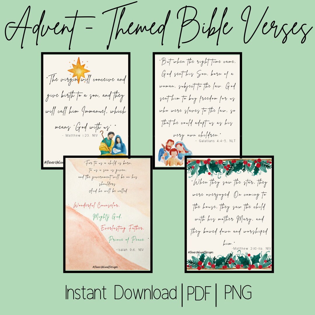 Advent Christmas Bible Verse Digital Wall Art, Christian Digital Print ...