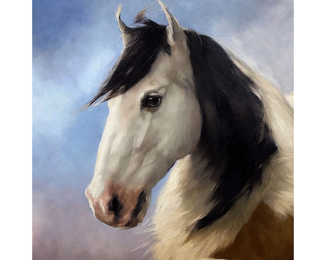 Portrait of a Gypsy Vanner Horse, Digital Painting, Printable Digital ...