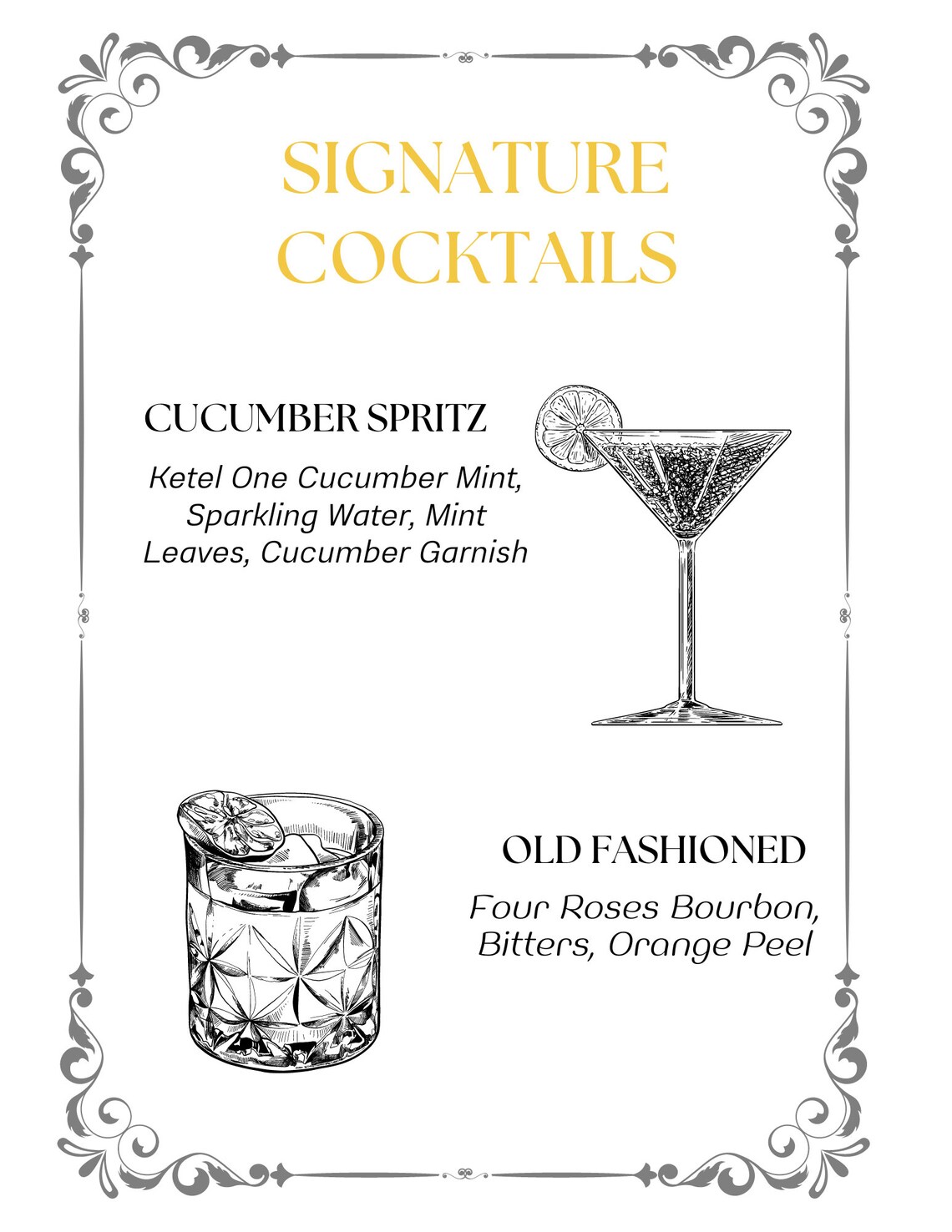 Custom Signature Cocktail Sign - Etsy