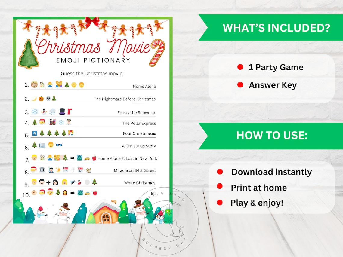 Christmas Movie Emoji Pictionary Game, Christmas Movie Trivia ...