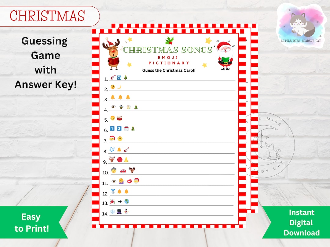 Christmas Songs Emoji Pictionary, Christmas Songs Game, Christmas ...