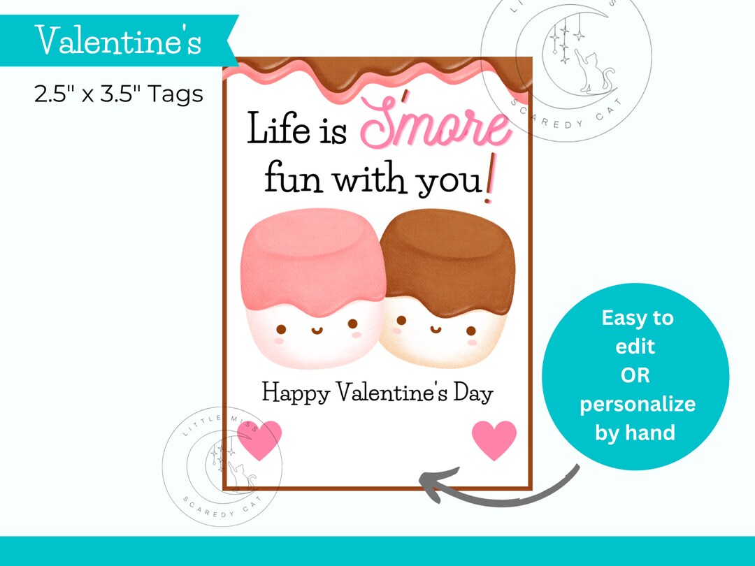Life is S'more Fun – Valentine's Day Treat Tags, Kids School Favors ...