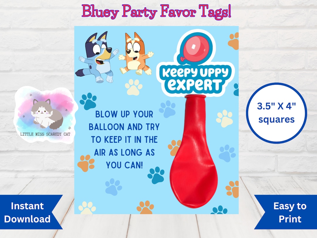 Bluey Party Favor Tags | Keepy Uppy Bluey Birthday Thank You Tags ...