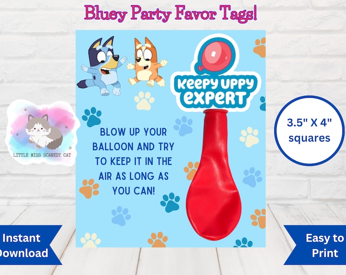 Bluey Party Favor Tags | Keepy Uppy Bluey Birthday Thank You Tags ...