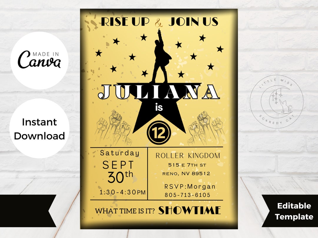 Hamilton the Musical Birthday Invite, Hamilton Birthday Party ...