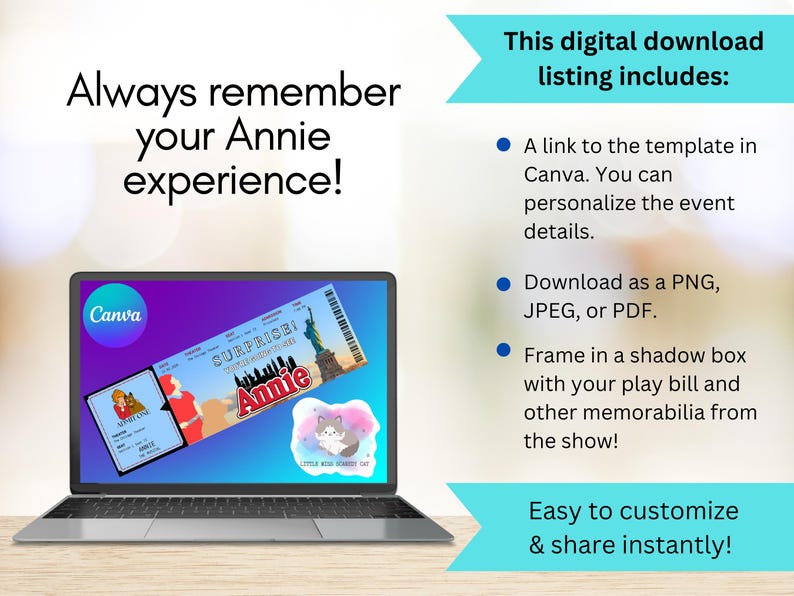 Printable Annie Surprise Ticket | Annie Musical Souvenir Ticket ...