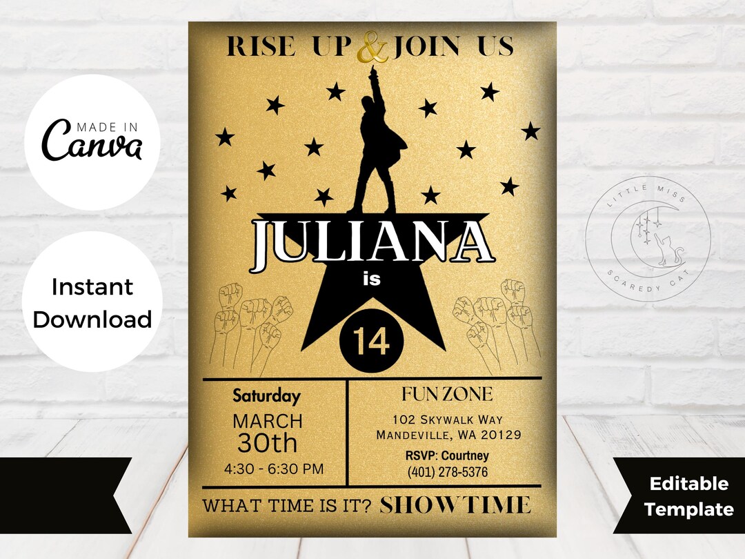 Hamilton the Musical Birthday Invite, Hamilton Birthday Party ...