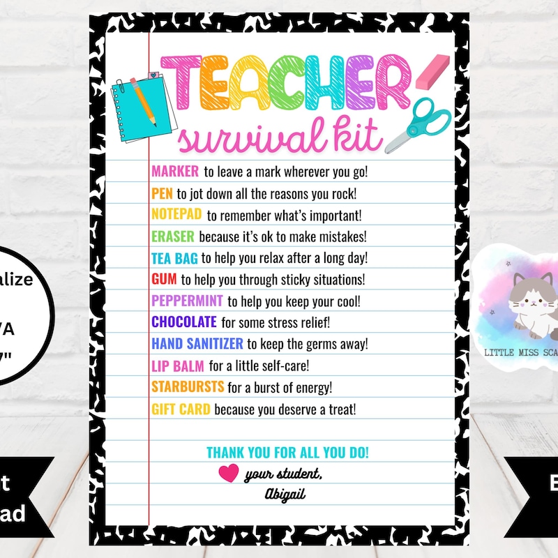 Teacher Survival Kit - Etsy