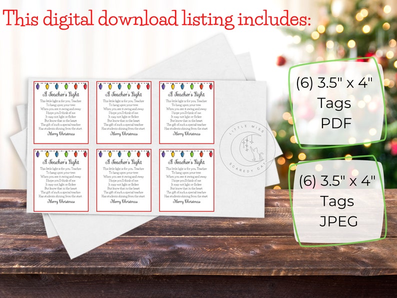 A Teacher's Light Poem Christmas Gift Tag - Etsy