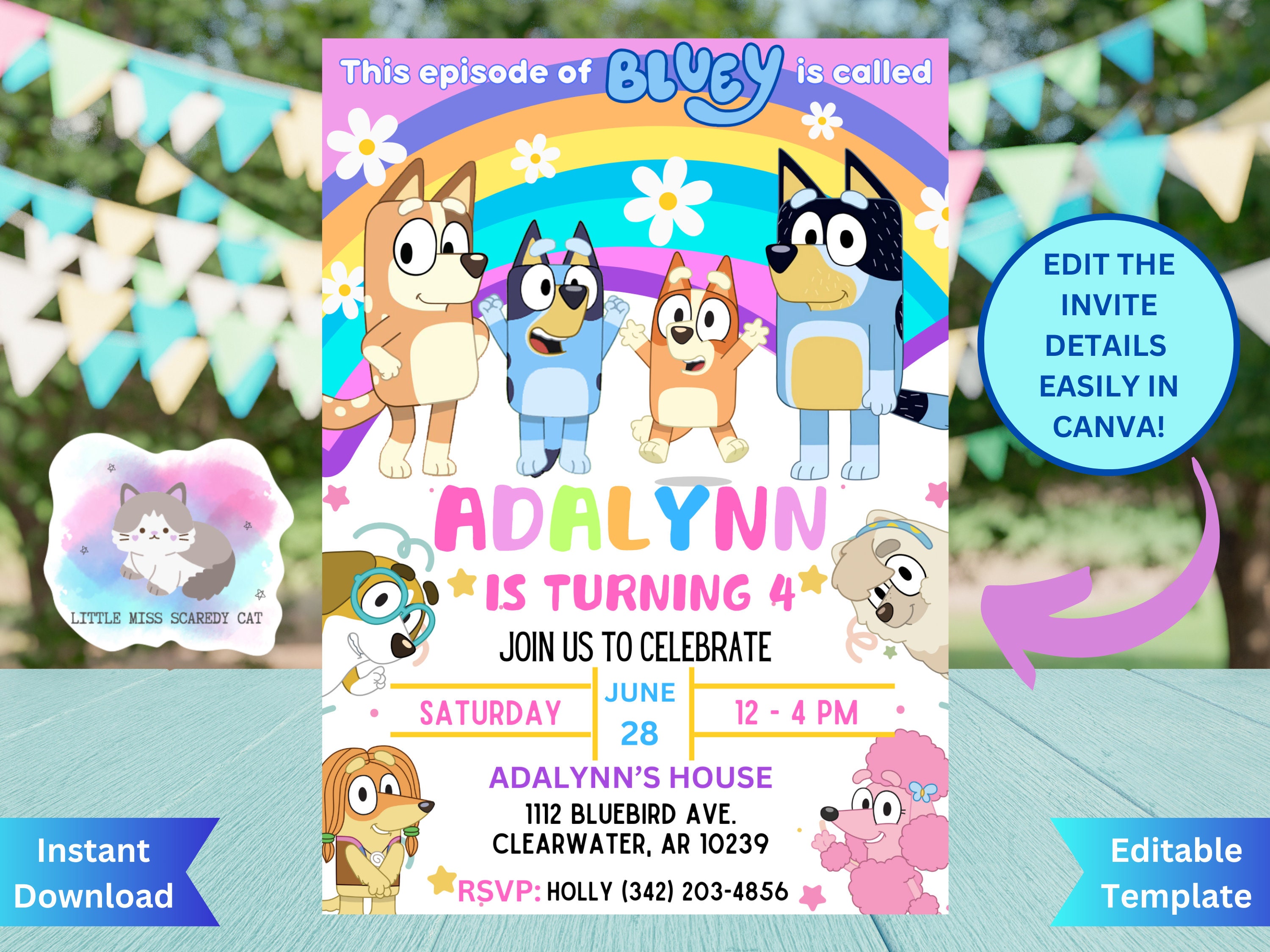Bluey Birthday Invitation, Bluey & Friends, Bluey and Bingo Birthday ...