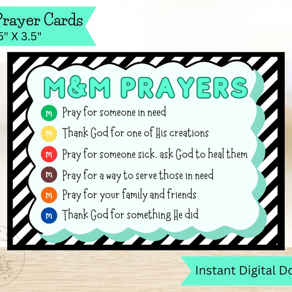 M&M Prayer Card for Kids/students, Student Prayer Card, Sunday School ...
