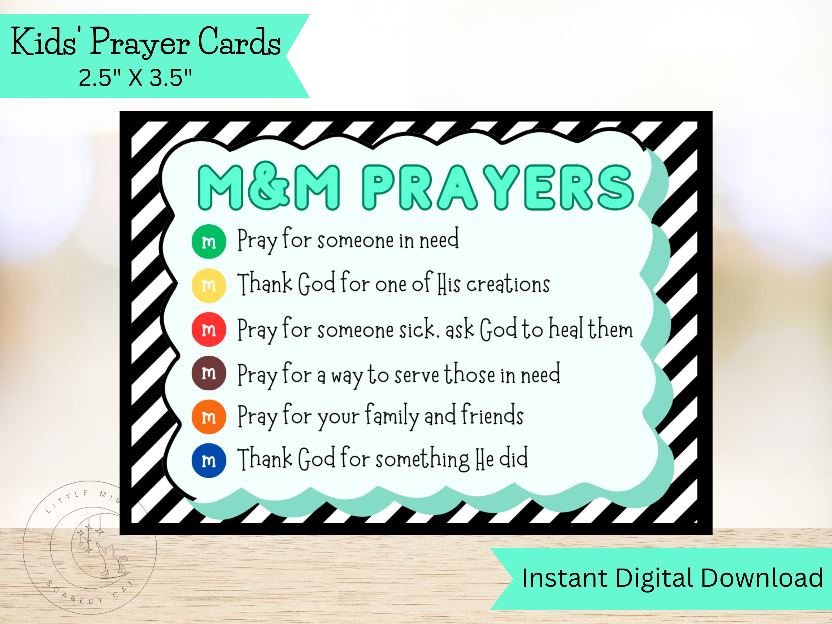 M&M Prayer Card for Kids/students, Student Prayer Card, Sunday School Prayer - Etsy