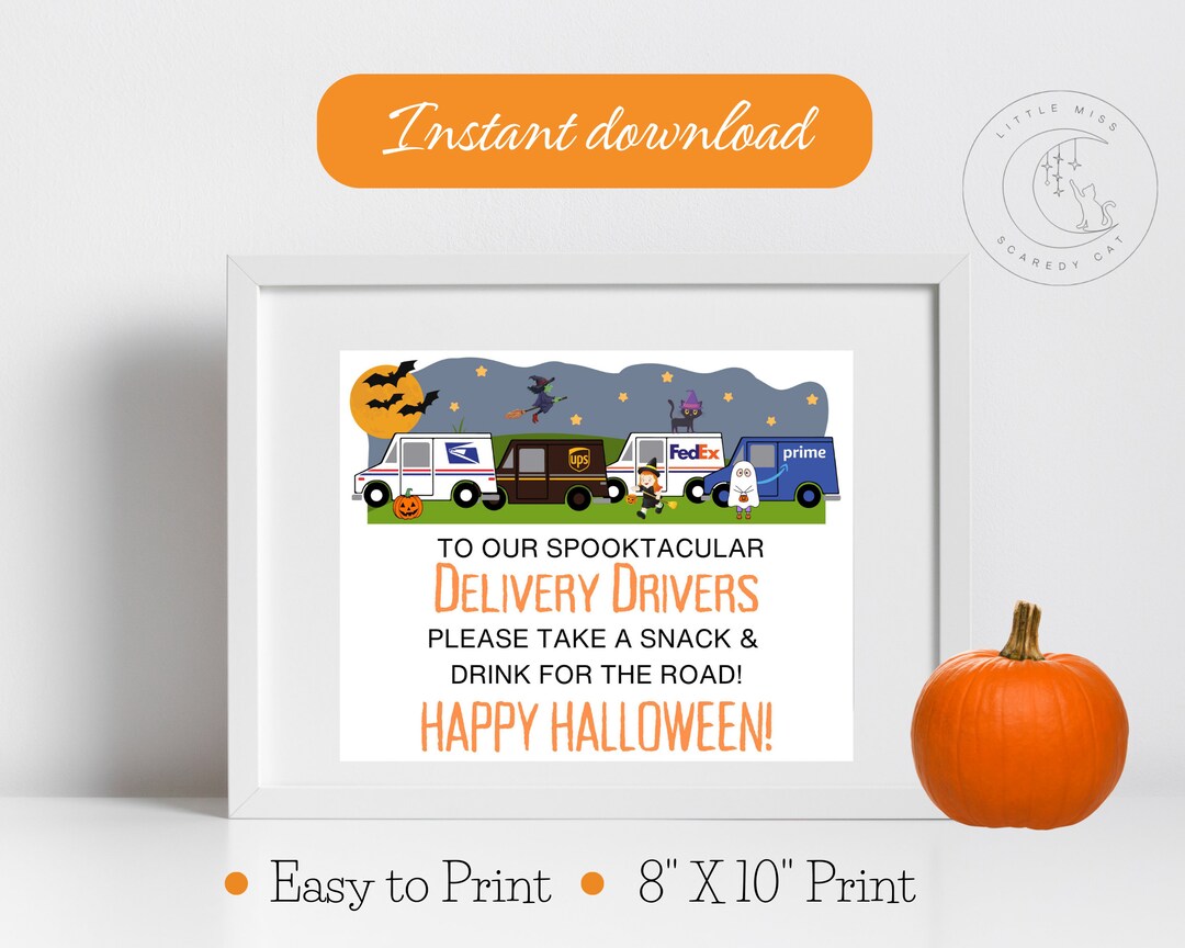 Delivery Driver Snack Sign, Halloween Snack Sign, Thank You Delivery ...