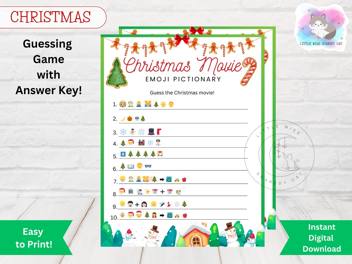 Christmas Movie Emoji Pictionary Game, Christmas Movie Trivia ...