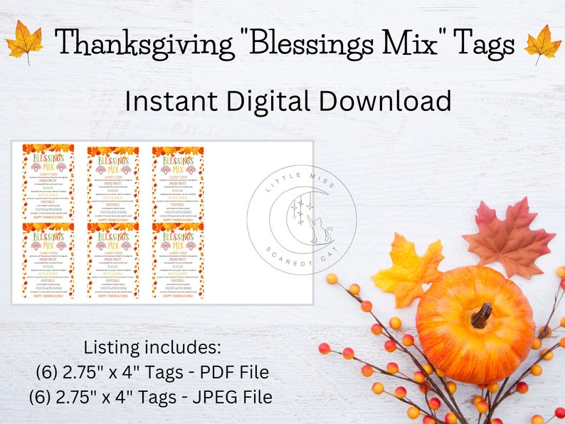 Thanksgiving "blessings Mix" Favor Tags - Etsy