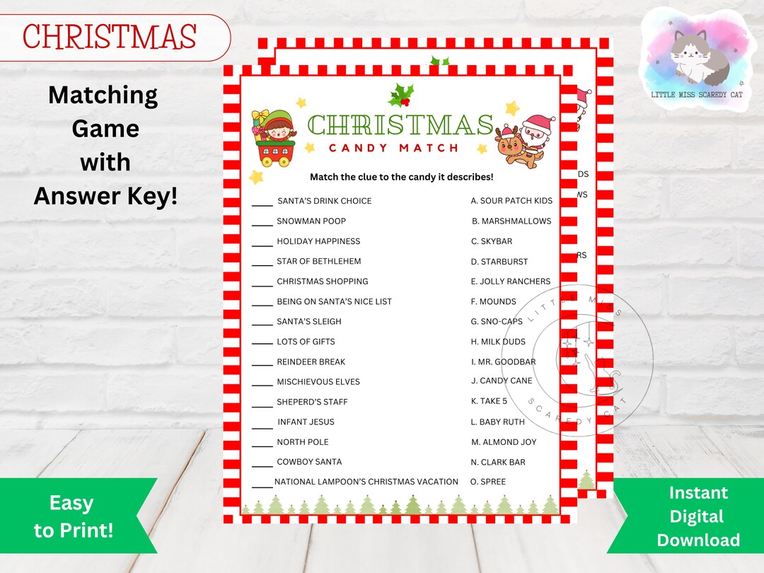 Christmas Candy Matching Game, Christmas Trivia, Christmas Game for ...