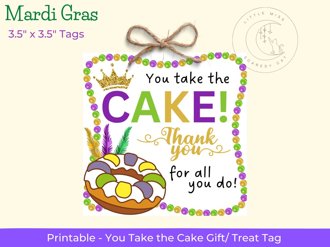Mardi Gras Gift Tags, King Cake, Thank You (digital Download) - Etsy