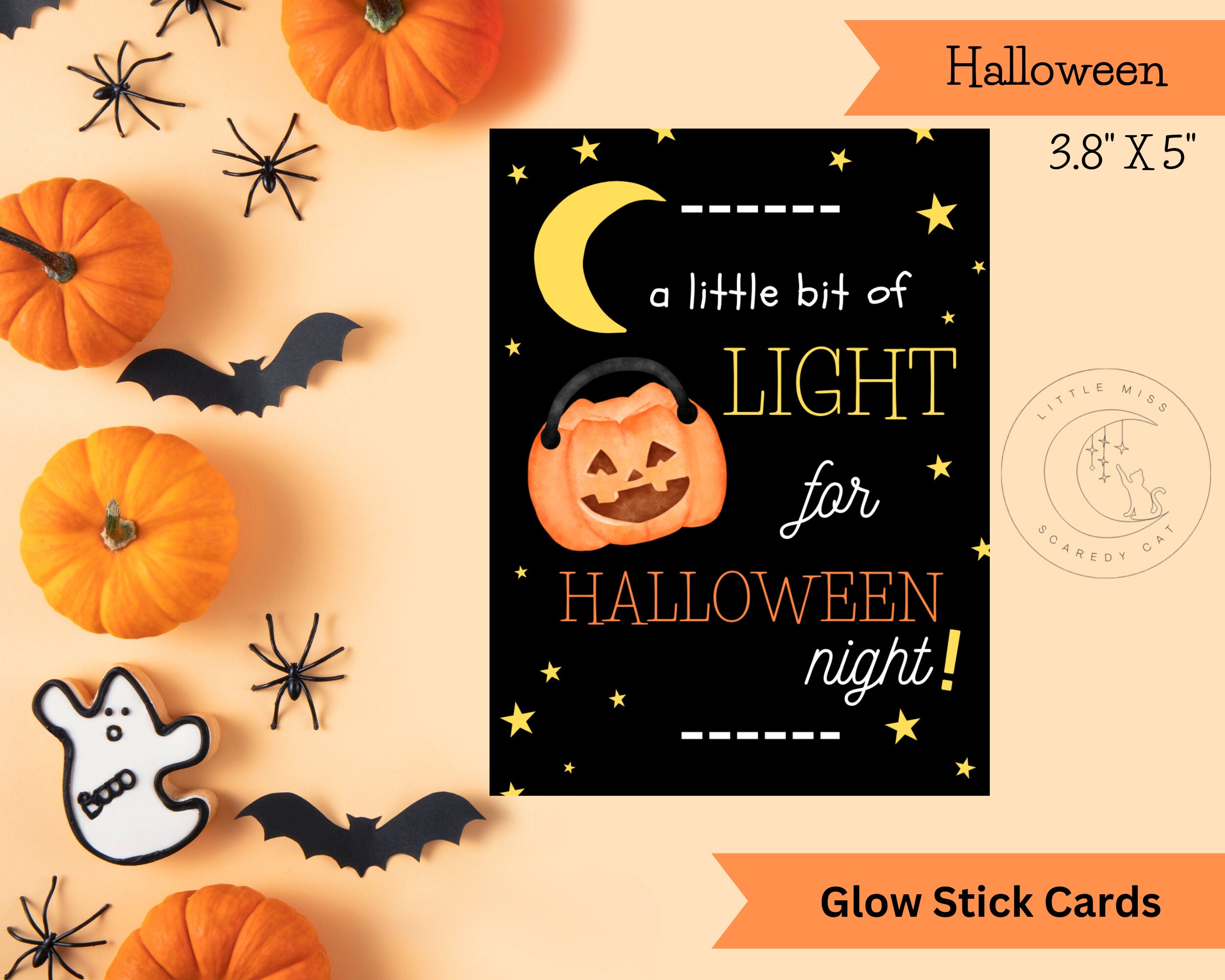Halloween Glow Stick Cards, Halloween Glow Stick Favor Tags, Halloween ...