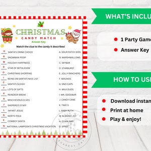 Christmas Candy Matching Game, Christmas Trivia, Christmas Game for ...