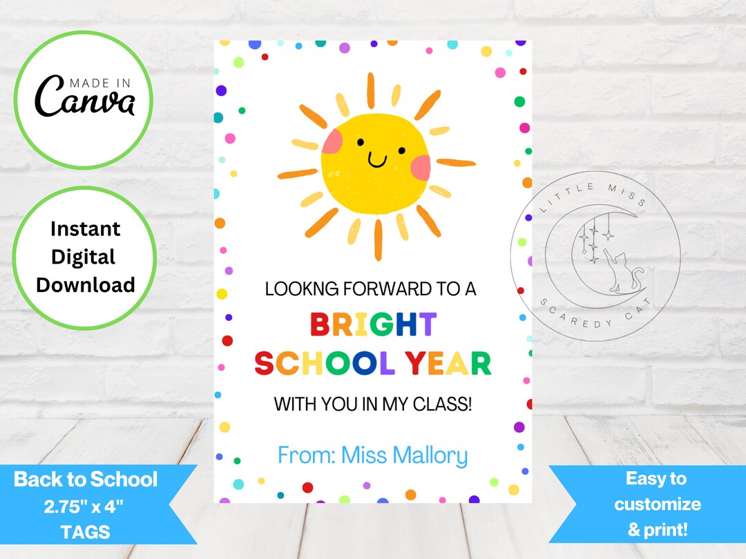 Back to School Teacher Gift Tag | Printable Favor (instant Download) - Etsy
