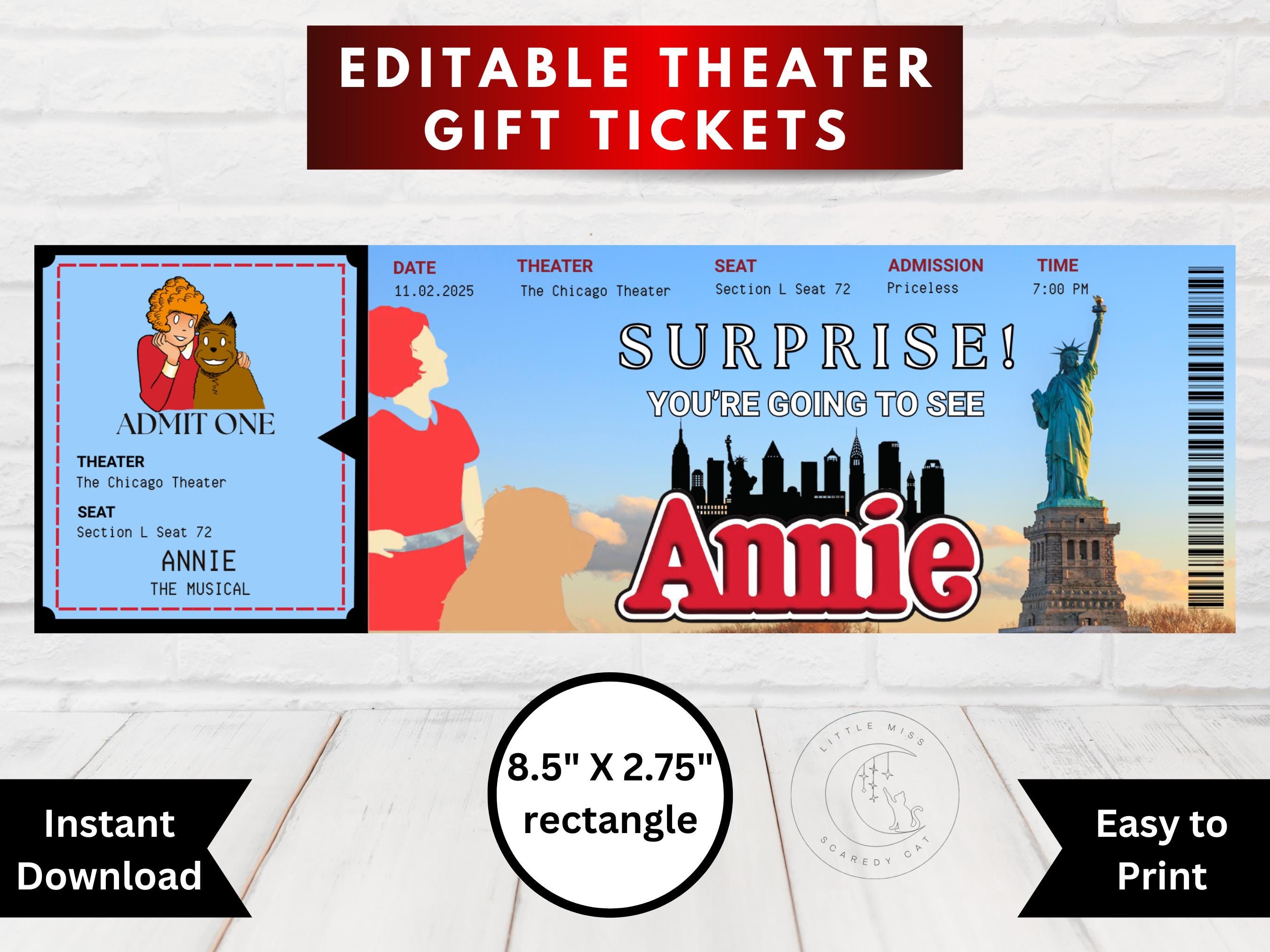 Printable Annie Surprise Ticket | Annie Musical Souvenir Ticket ...