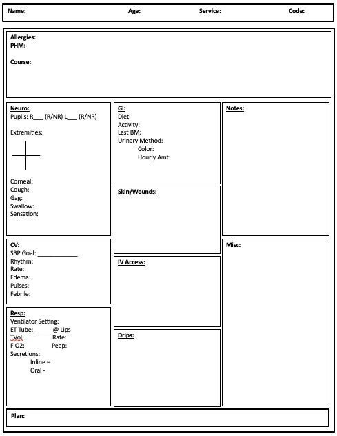 ICU Report Sheet - Etsy