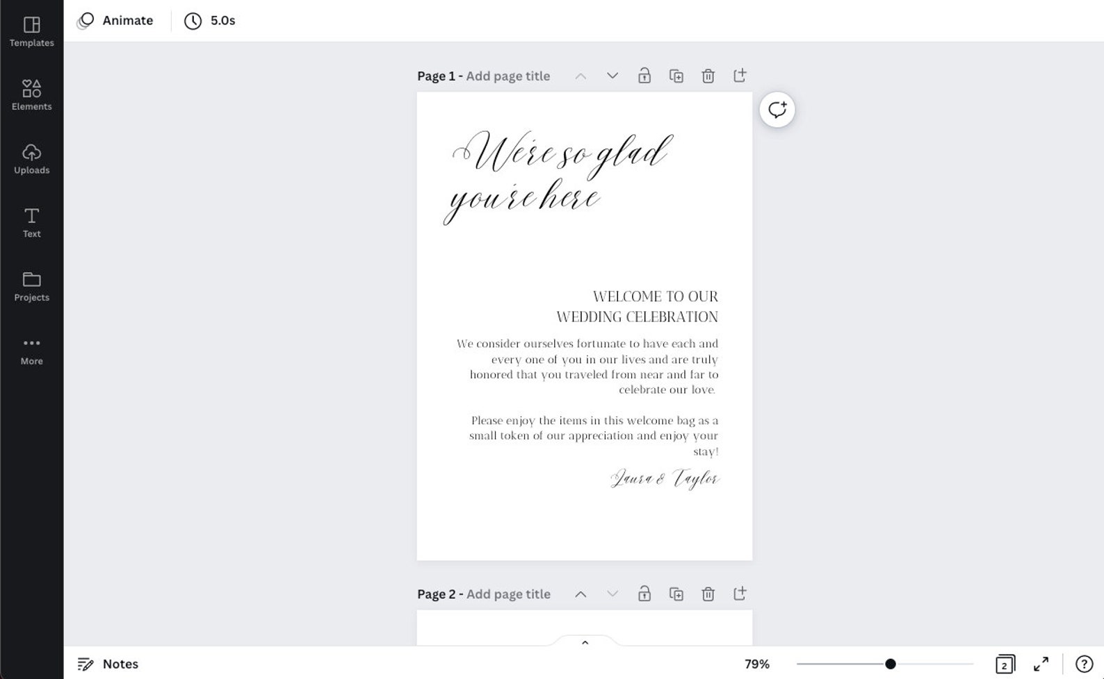 DIY Wedding Welcome Note, Wedding Hotel Bag Template, Modern Wedding ...