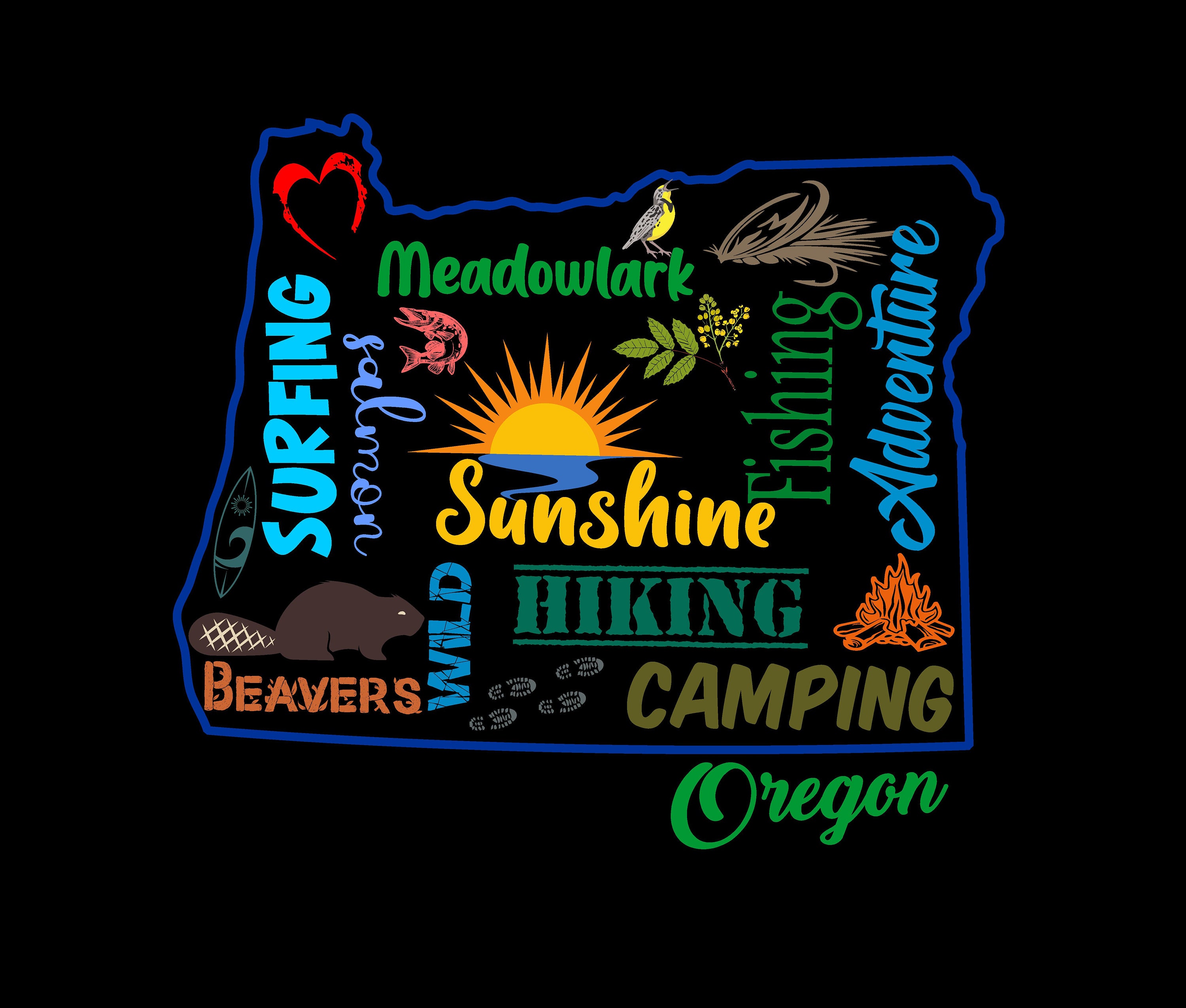 Oregon Words Graphic Printable Tshirt Graphic T-shirt Oregon T Shirt ...