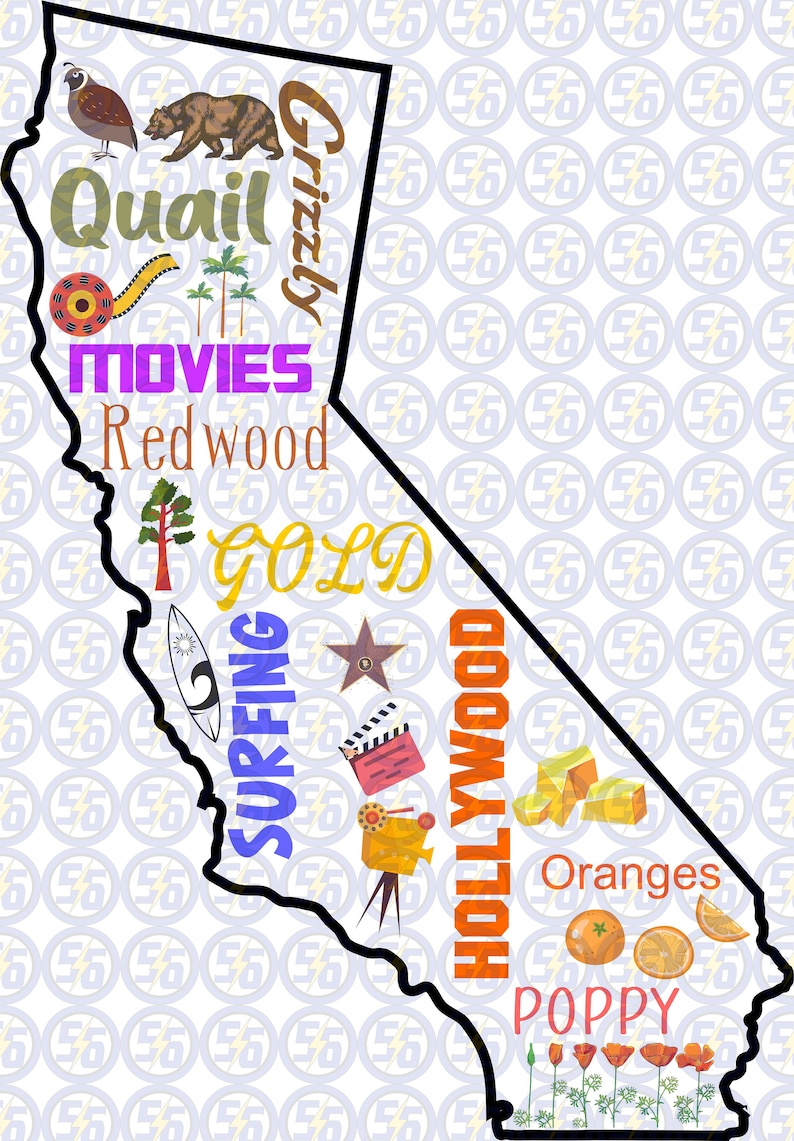 California Words Graphic Printable Tshirt Graphic T-shirt California T ...