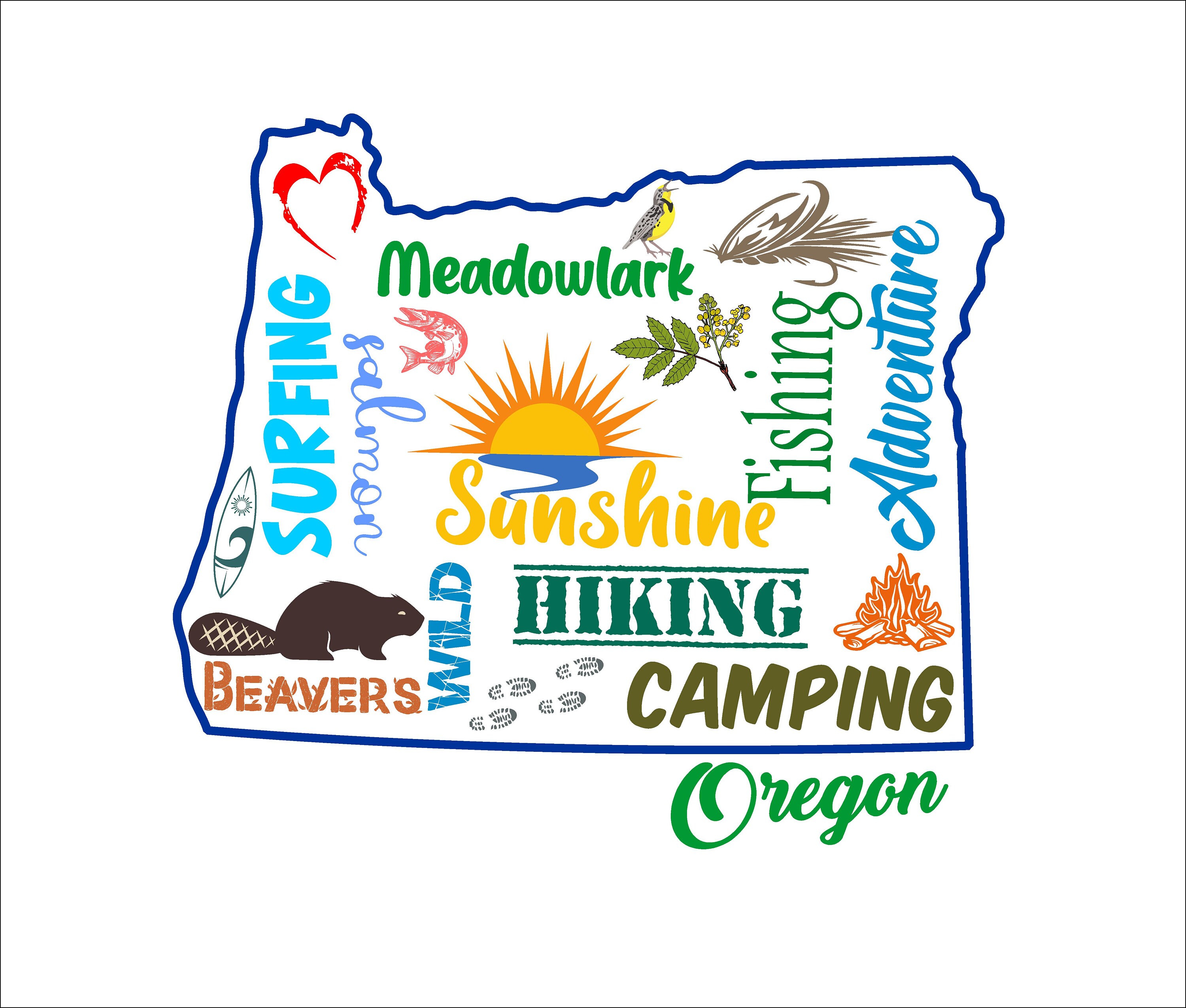 Oregon Words Graphic Printable Tshirt Graphic T-shirt Oregon T Shirt ...