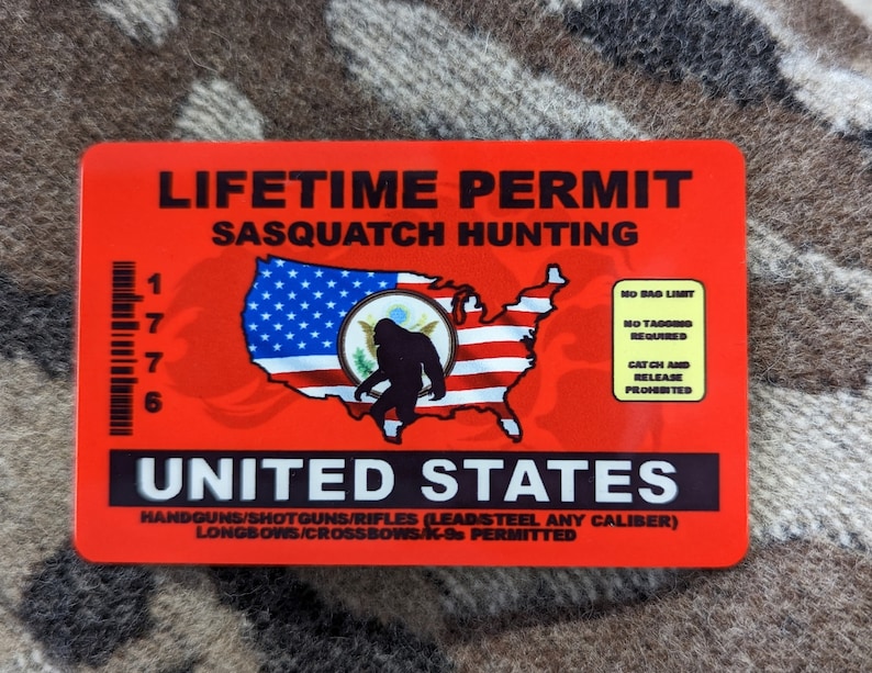 Sasquatch Hunting Permit Bigfoot Hunting Permit USA Hunting Permit ...