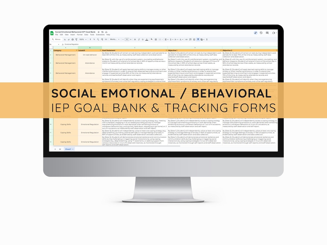 IEP Social Emotional & Behavior Goal Bank + Tracking Forms | Editable ...