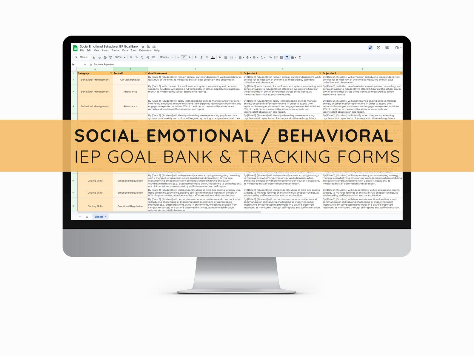 IEP Social Emotional & Behavior Goal Bank + Tracking Forms | Editable ...