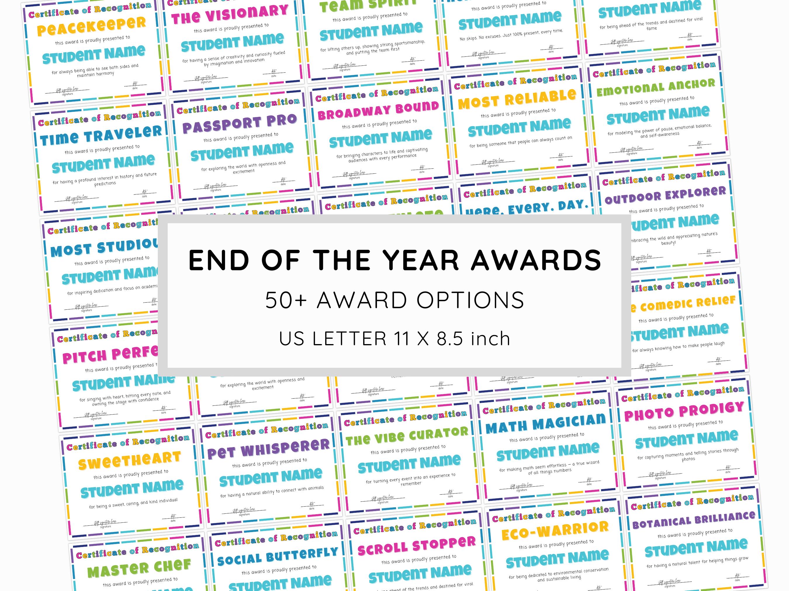 Classroom Award Templates | Editable End of Year Awards | Funny and ...