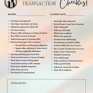 Buyer / Seller Transaction List Template Packet - Etsy